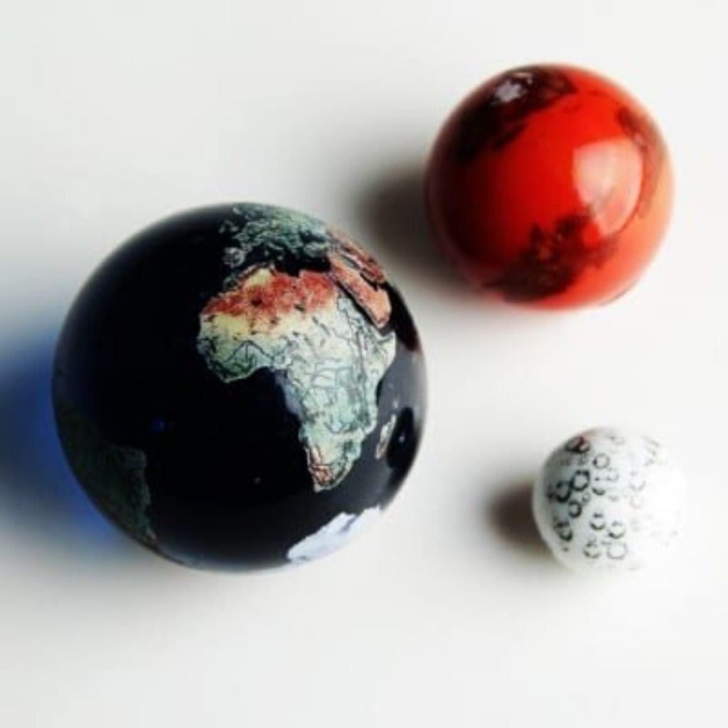 Boxed Earth, Moon & Mars To-Scale Marbles - House of Marbles