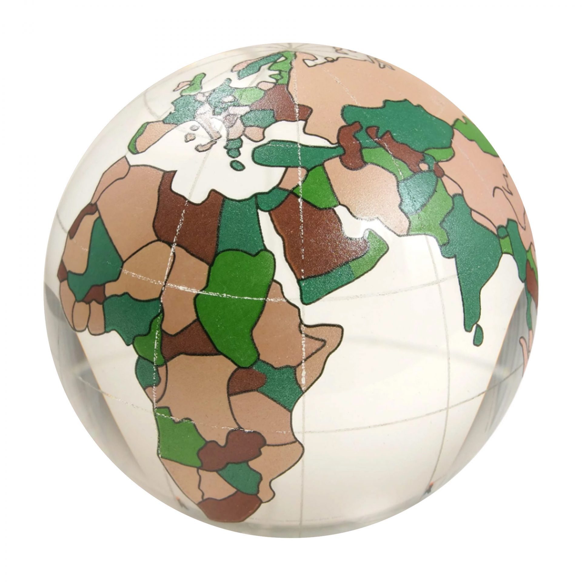 Colour on Clear Earth Map Marble - House of Marbles
