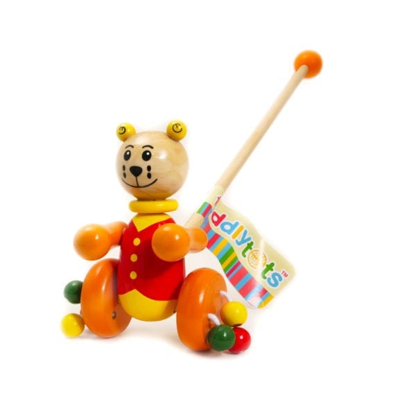 Wooden Push Along Teddy - House of Marbles