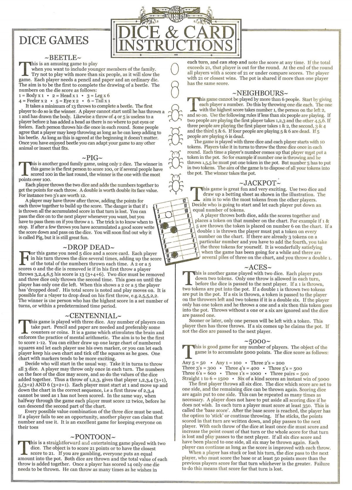 Poker Set with Cards and Dice Instructions - House of Marbles