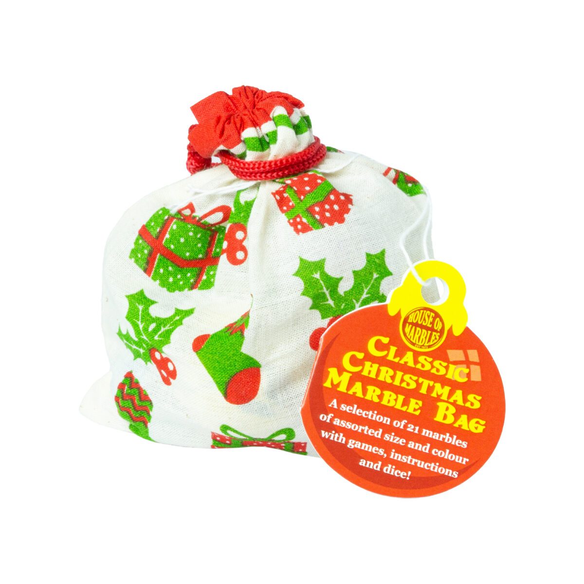 Christmas Bag Of Marbles - Holly - House of Marbles