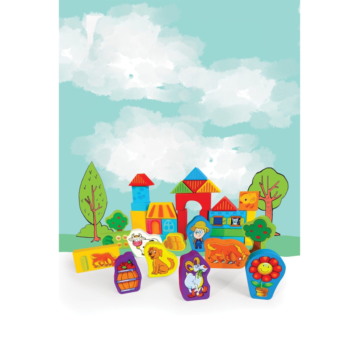 Wooden Farm Building Blocks - House of Marbles