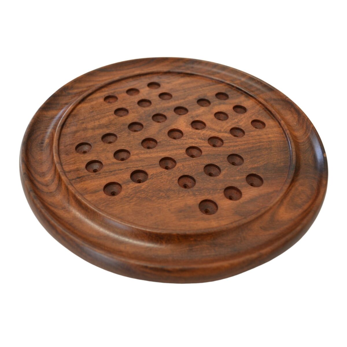 Wooden Solitaire Game Board - Add Your Own Marbles!