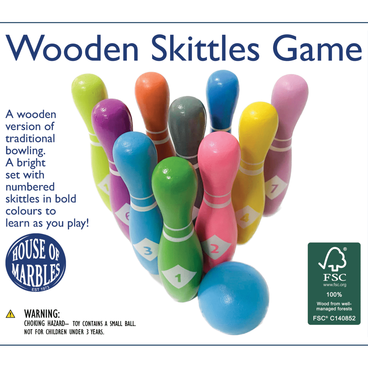 Wooden Skittles Set - House of Marbles
