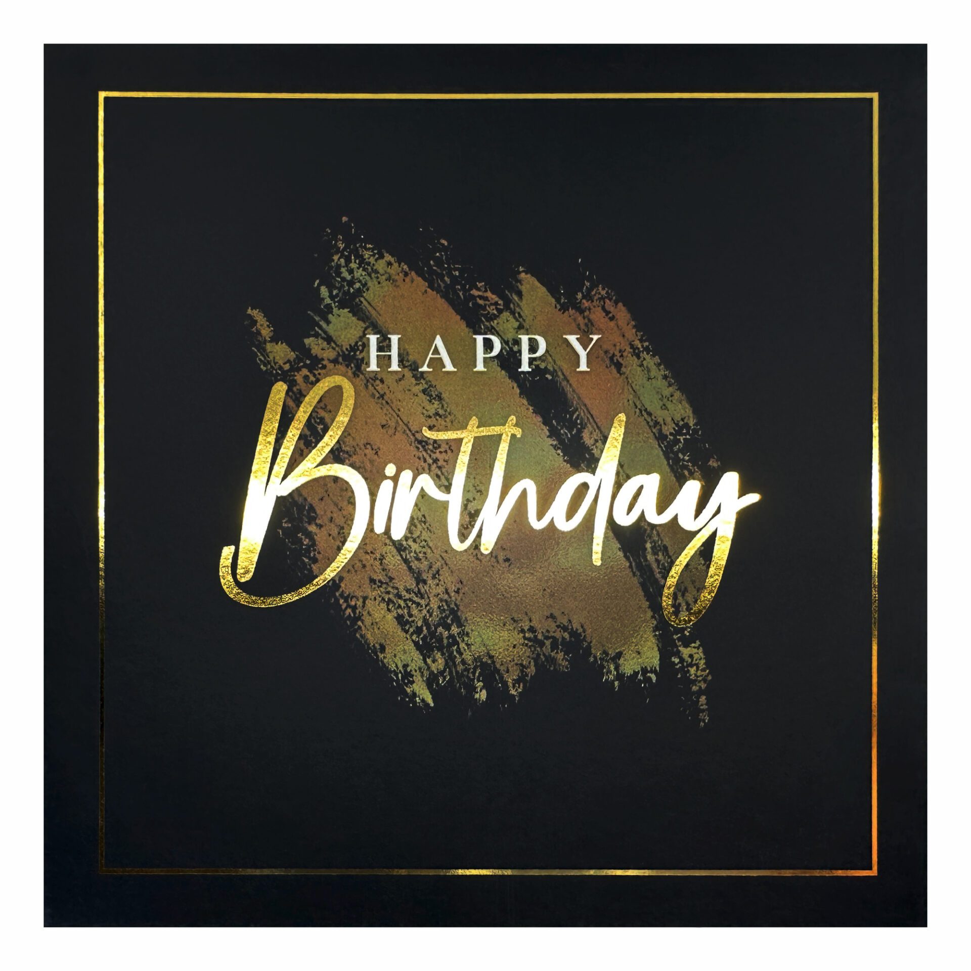 Happy Birthday Metallic Gold and Black Card - House of Marbles