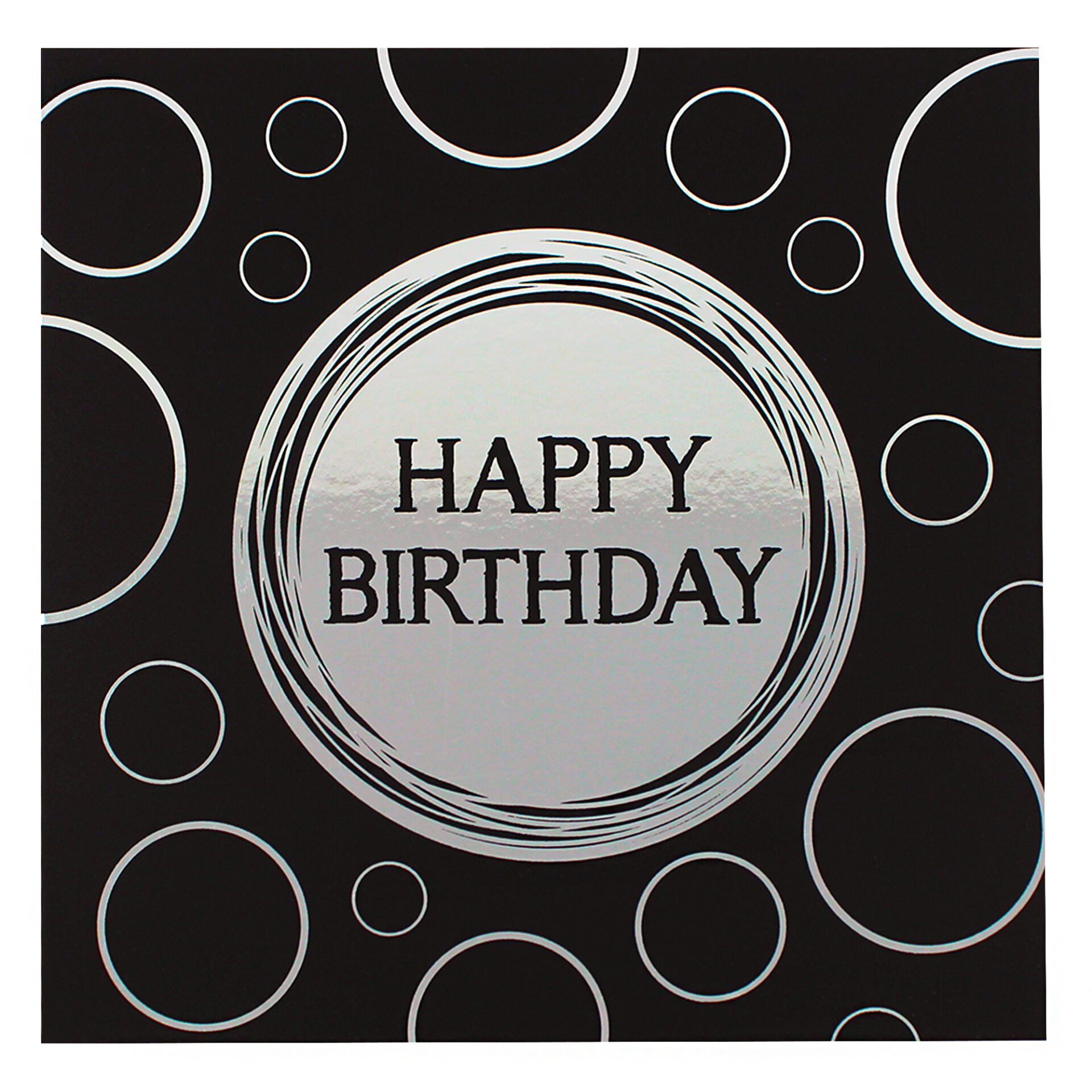 Happy Birthday Metallic Silver And Black Card - House of Marbles