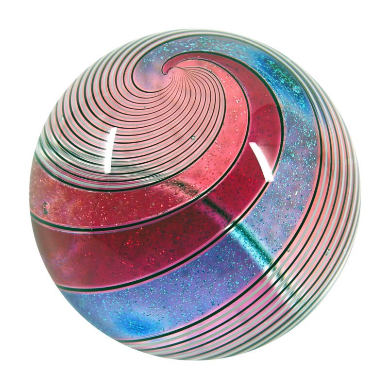 Half and Half Clear Marble | Blue and Pink- 38mm - House of Marbles